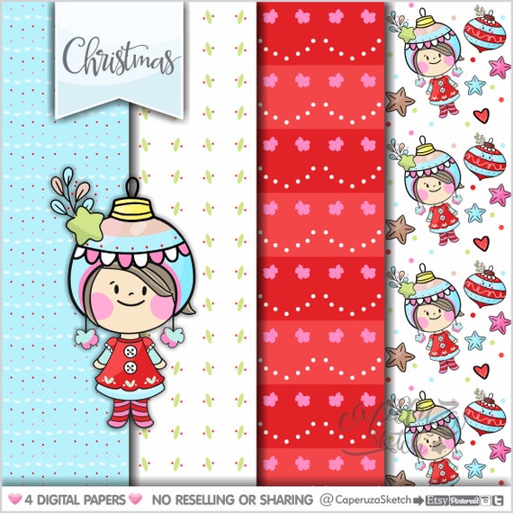 Christmas Digital Papers Christmas Patterns COMMERCIAL USE - Etsy