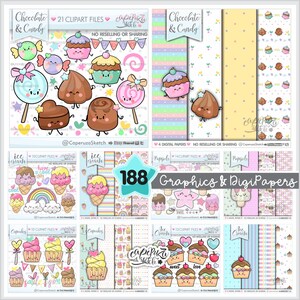 Sweet Clipart Bundle, Bundle Clipart, Bundle Digital Papers, Dessert ...
