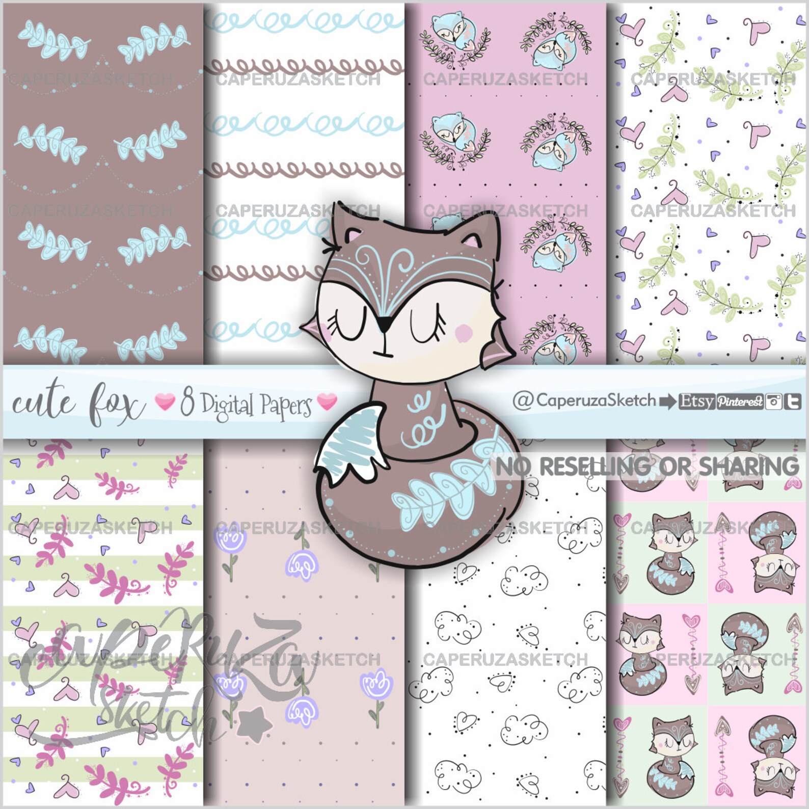 Fox Digital Paper Digital Paper Fox Pattern Printable | Etsy