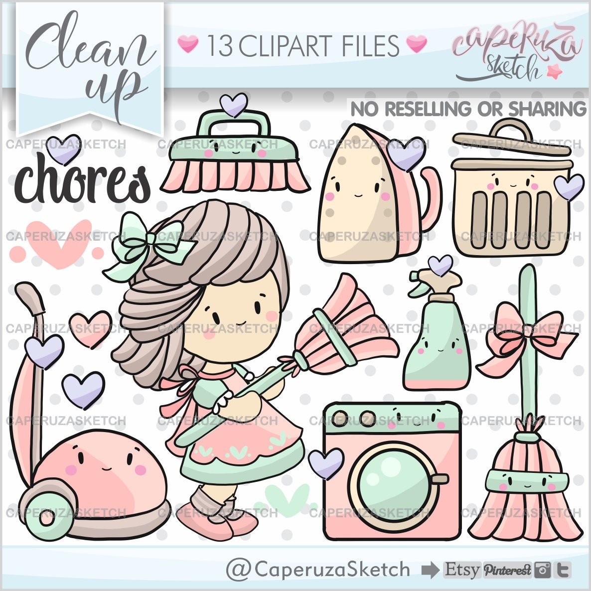Doing Household Chores Clipart Etsy
