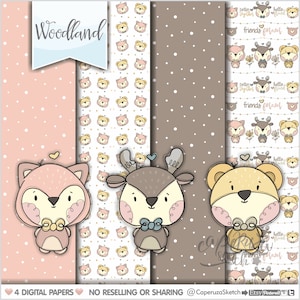 Woodland Digital Paper, Woodland Pattern, Forest Animal Pattern ...