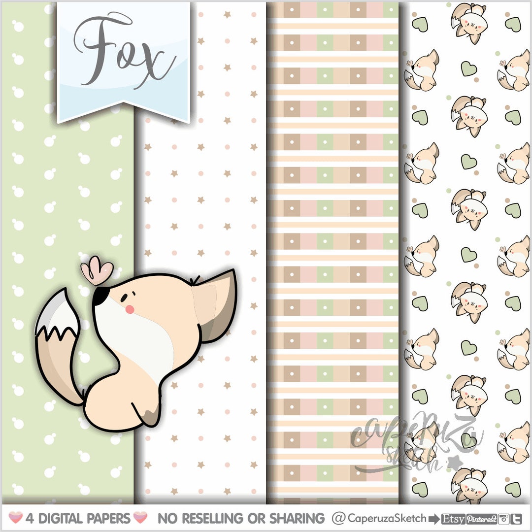 Fox Digital Papers, Fox Patterns, COMMERCIAL USE, Fox Background ...