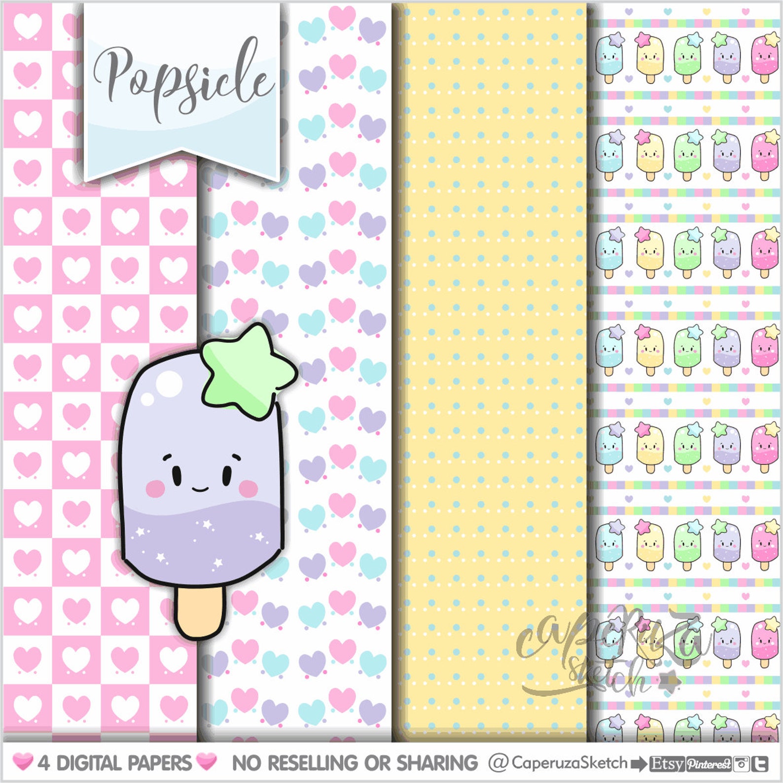 Popsicle Digital Papers Summer Digital Papers Popsicle - Etsy
