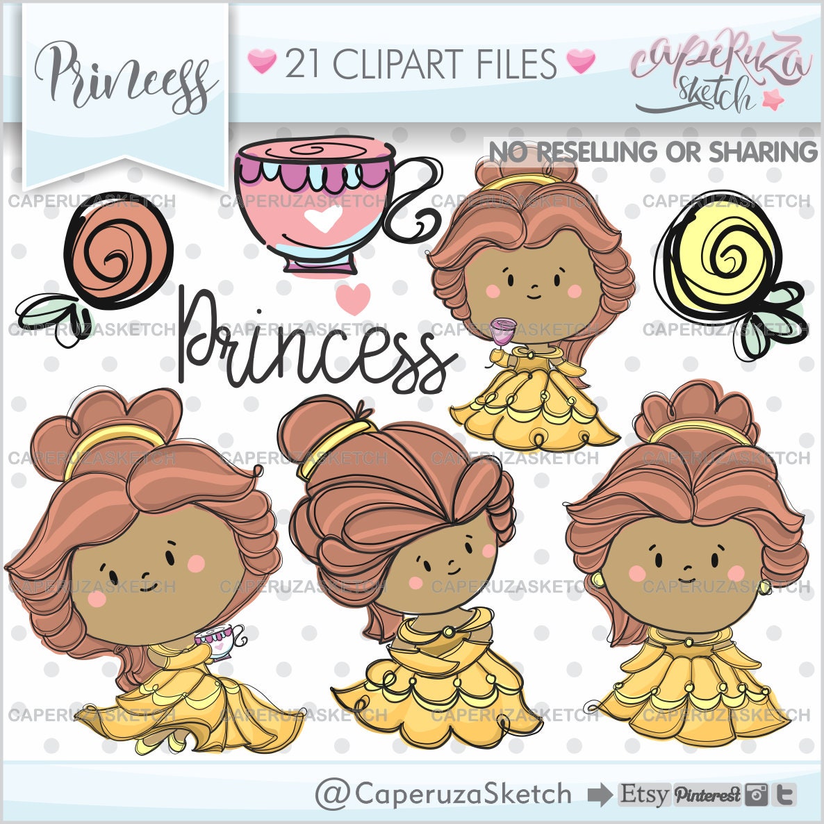 Princess Clipart Princess Graphics COMMERCIAL USE Princess - Etsy