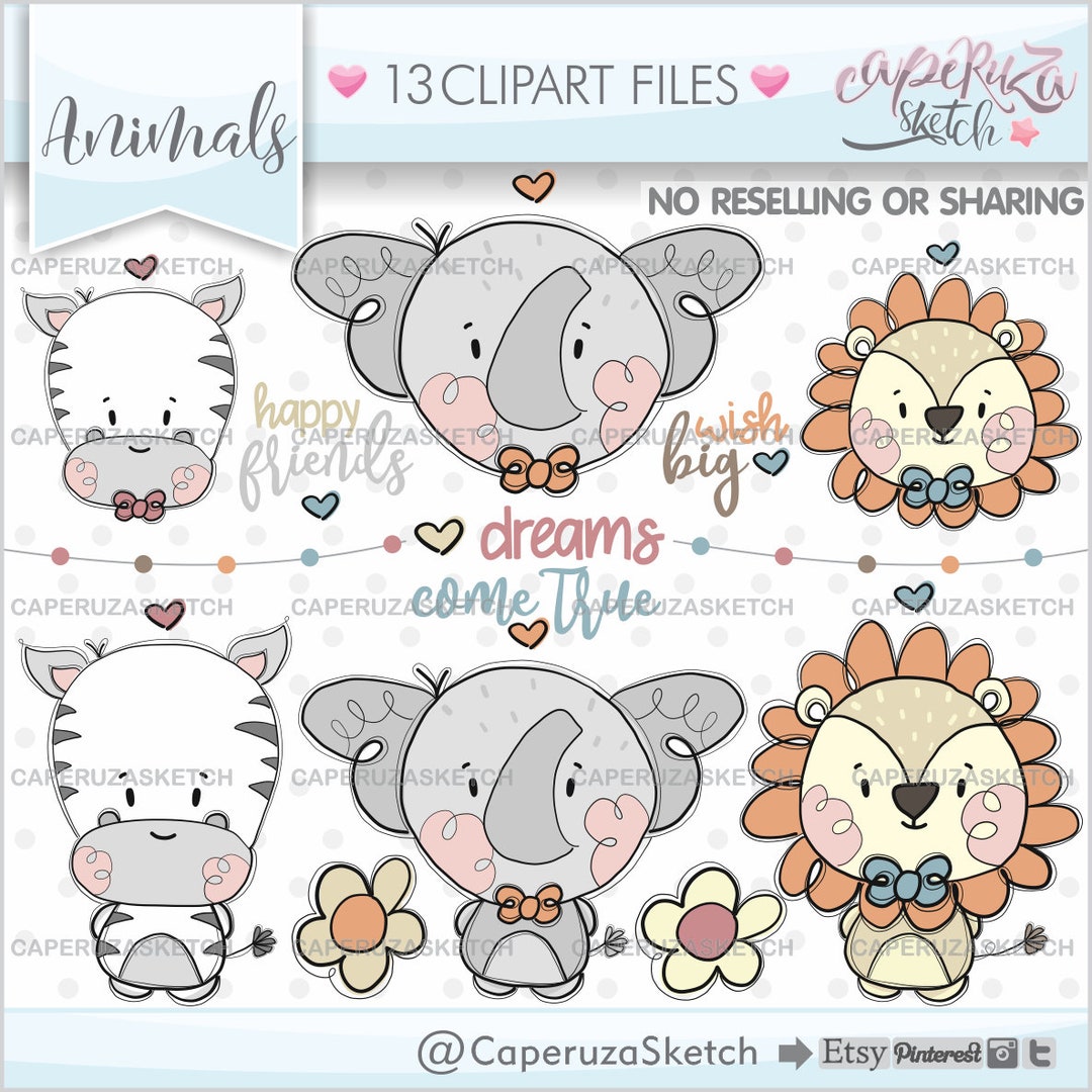 Animal Clipart, Animal Graphics, Zoo Clipart, COMMERCIAL USE, Elephant ...