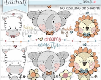 Chalkboard Zoo Animals Vector Pack Cute Animals Tiger Lion - Etsy