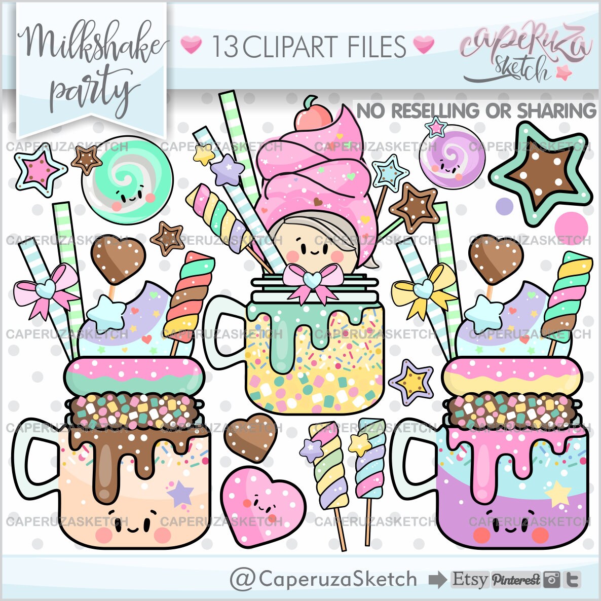 Milkshake Clipart Milkshake Graphics COMMERCIAL USE Dessert - Etsy