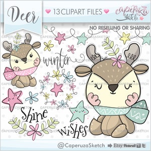 Winter Clipart, Winter Graphics, Winter Deer Graphics, COMMERCIAL USE ...