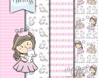 Princess Digital Paper, Princess Printable Paper, Princess Pattern ...