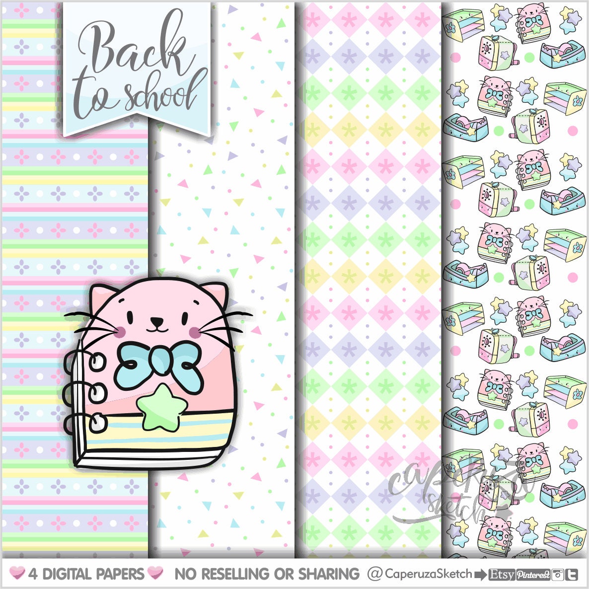 School Digital Paper School Paper Pattern COMMERCIAL USE | Etsy