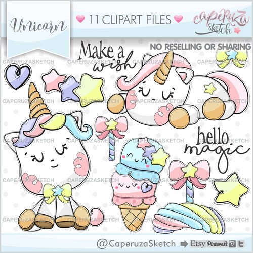 Unicorns Clipart Unicorn Graphics COMMERCIAL USE Cute - Etsy