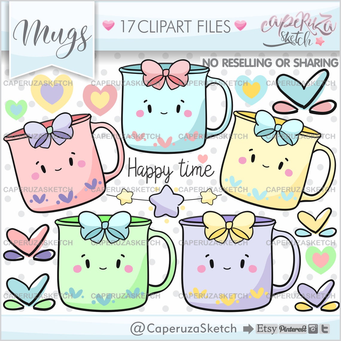 Mugs Clipart Mugs Graphics COMMERCIAL USE Coffee Cup | Etsy