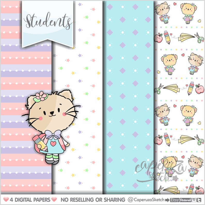 School Digital Papers School Patterns COMMERCIAL USE - Etsy