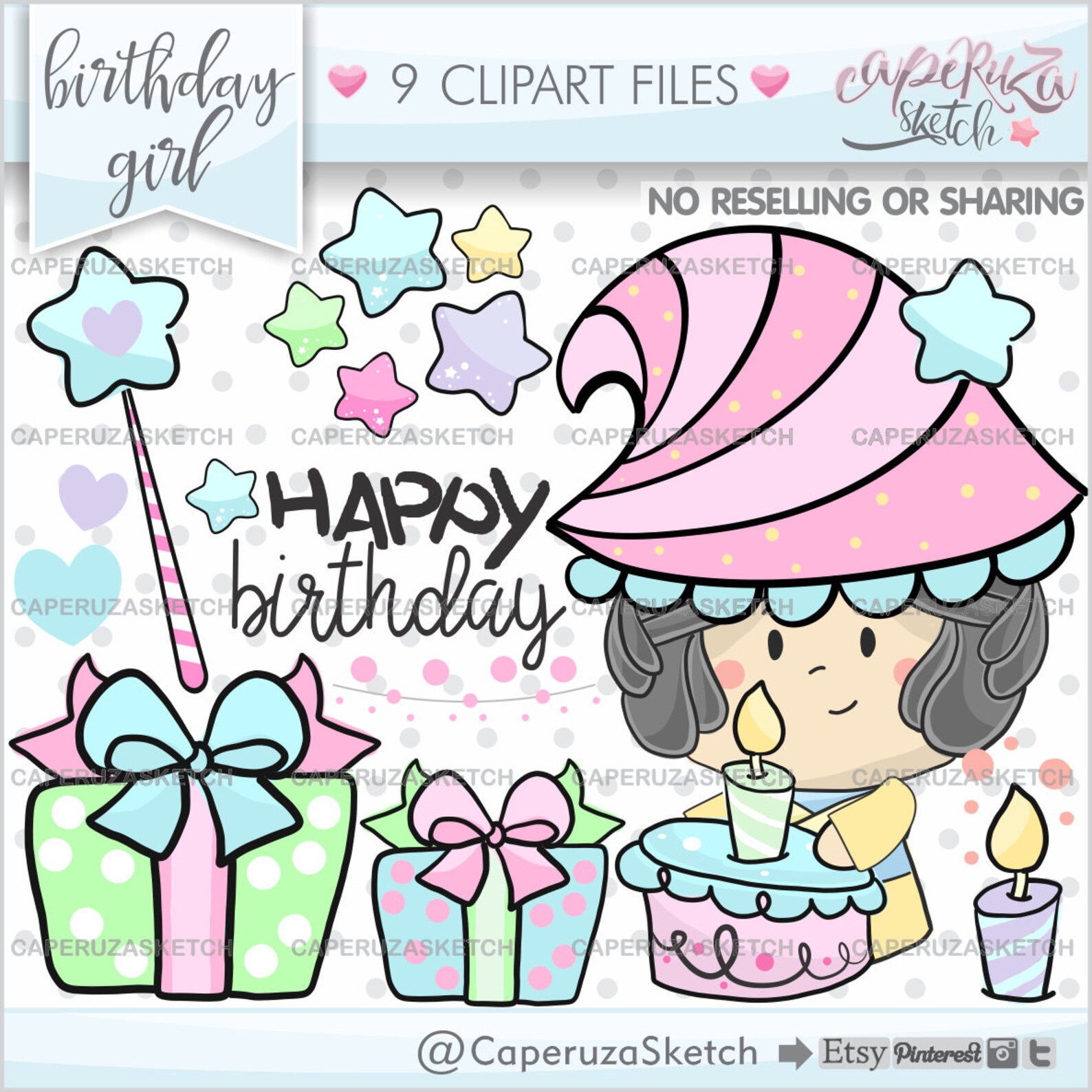 Birthday Clipart Happy Birthday Clipart COMMERCIAL USE | Etsy