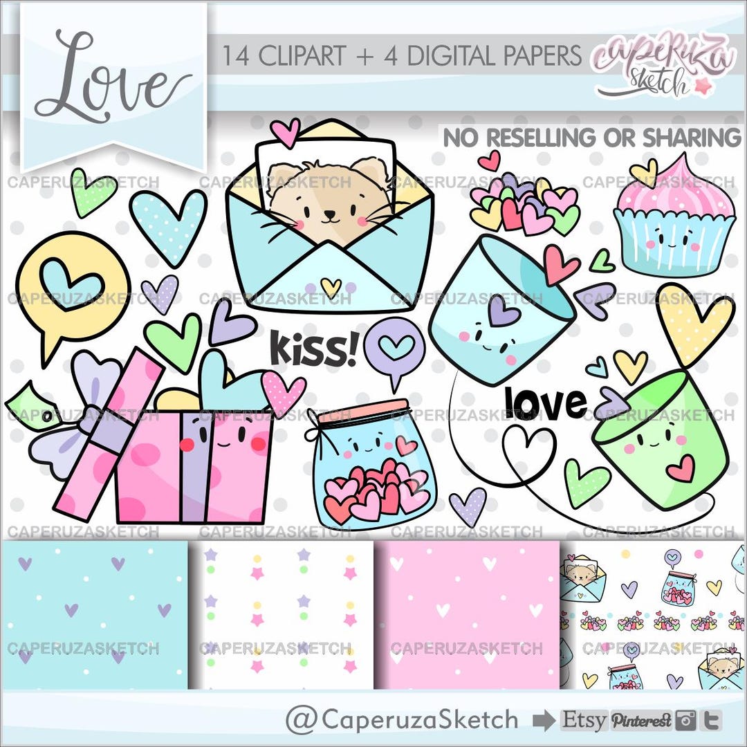 Valentine's Day Clipart, Love Clipart, COMMERCIAL USE, Valentine ...