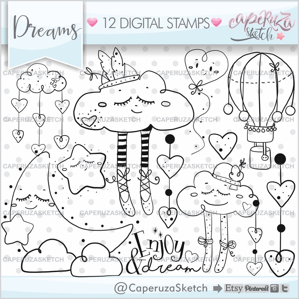Dream Stamps Night Stamps Moon Stamps Cloud Stamps | Etsy