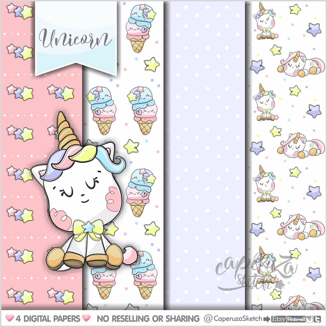 Unicorn Digital Paper Unicorn Pattern Unicorn Texture - Etsy