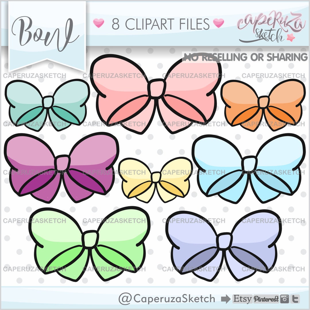 Bow Clipart, Bow Graphics, COMMERCIAL USE, Gift Bow Clipart, Spotty Bow ...
