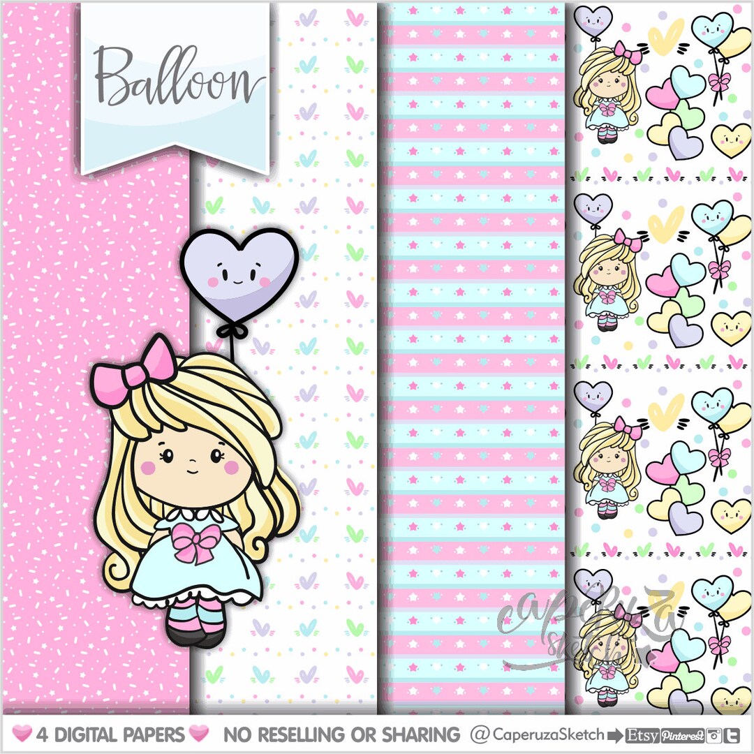 Girl Digital Papers, Hearts Digital Papers, COMMERCIAL USE, Pink ...
