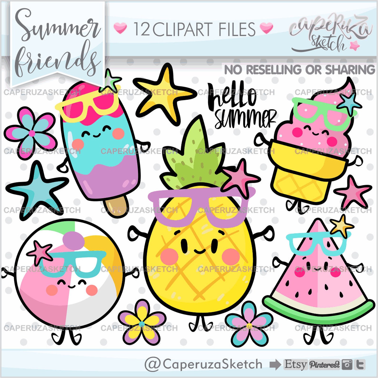 Summer Clipart Summer Graphics COMMERCIAL USE Summer - Etsy