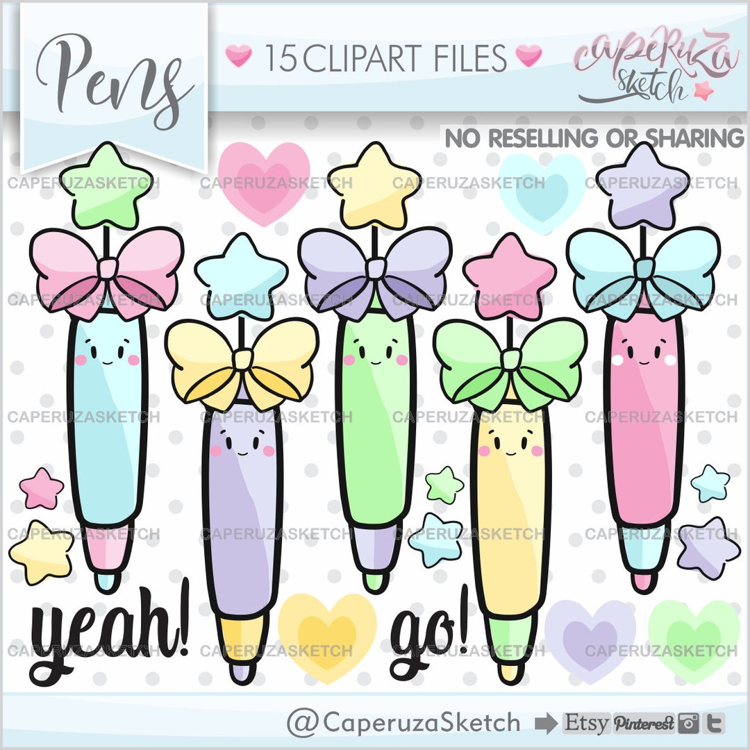 Pen Clipart, School Clipart, COMMERCIAL USE, Color Pencil Clipart, Back ...