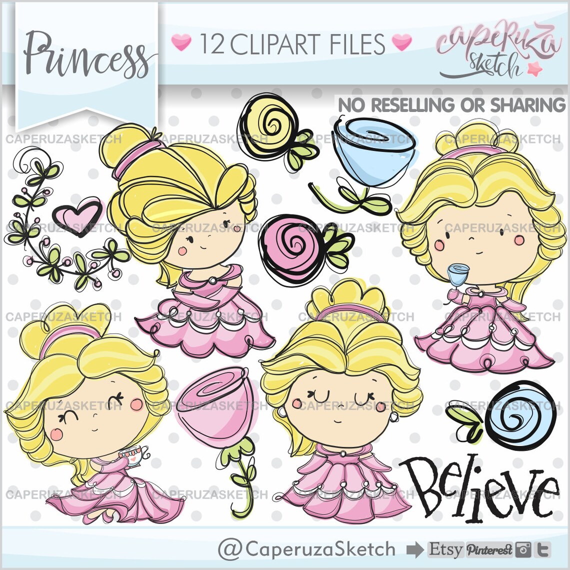 Princess Clipart Princesses Clipart Princess Graphics - Etsy France