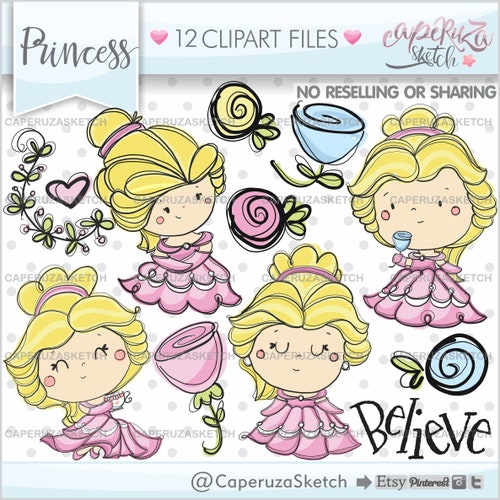 Princess Clipart Princess Graphics COMMERCIAL USE Princess - Etsy