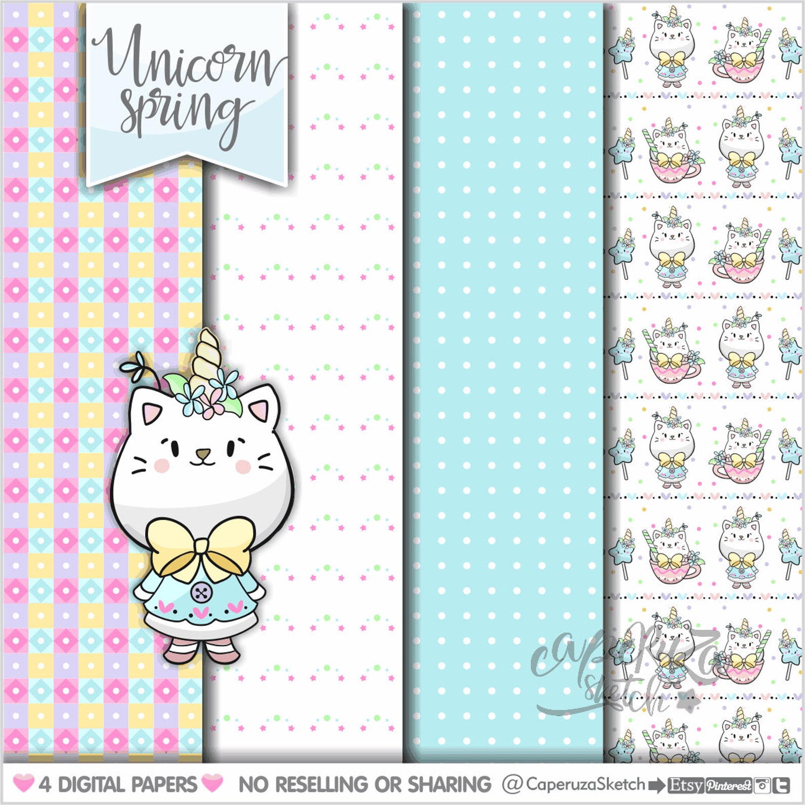 Unicorn Digital Papers Unicorn Patterns COMMERCIAL USE - Etsy