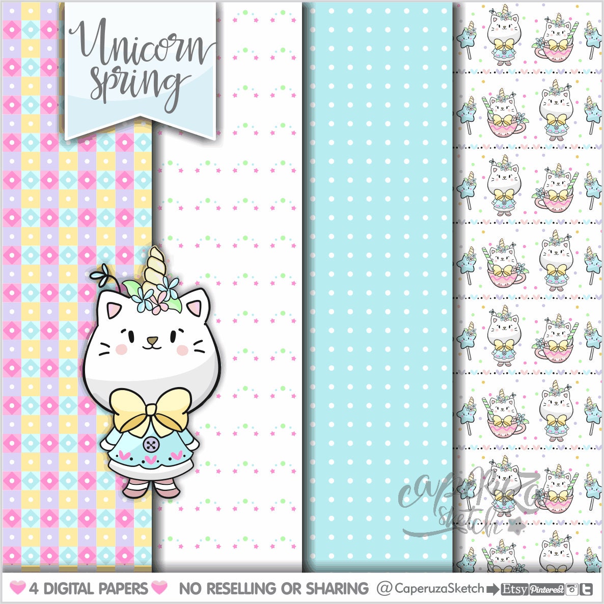 Unicorn Digital Papers Unicorn Patterns COMMERCIAL USE | Etsy