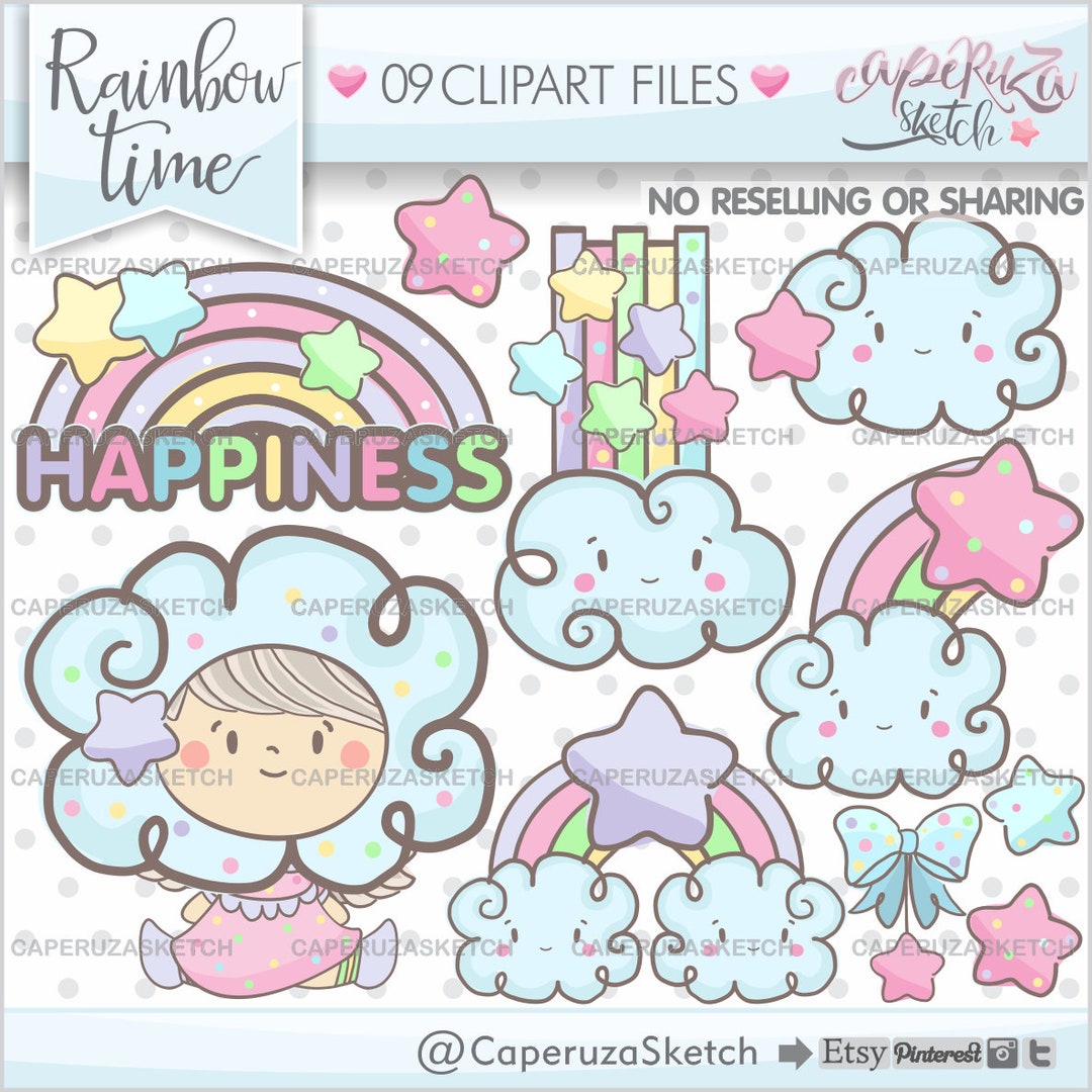 Rainbow Clipart, Rainbow Graphics, COMMERCIAL USE, Cloud Clipart, Cloud ...