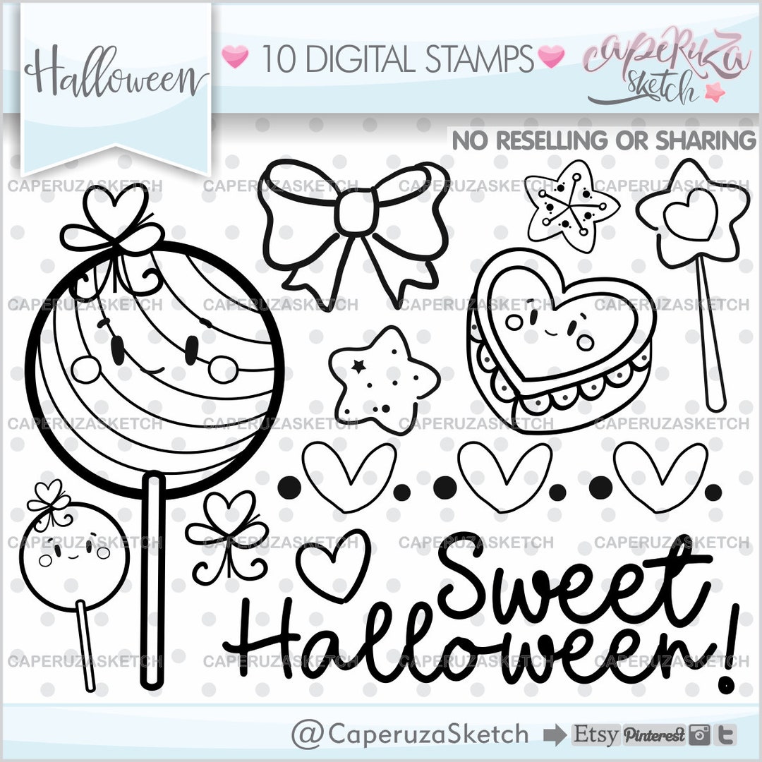 Halloween Stamps, Halloween Candies, COMMERCIAL USE, Halloween Candy ...