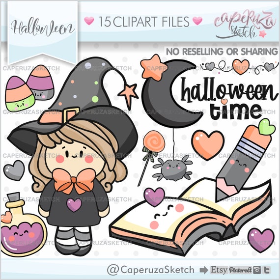 Halloween Clipart Halloween Graphics Witch Clipart - Etsy