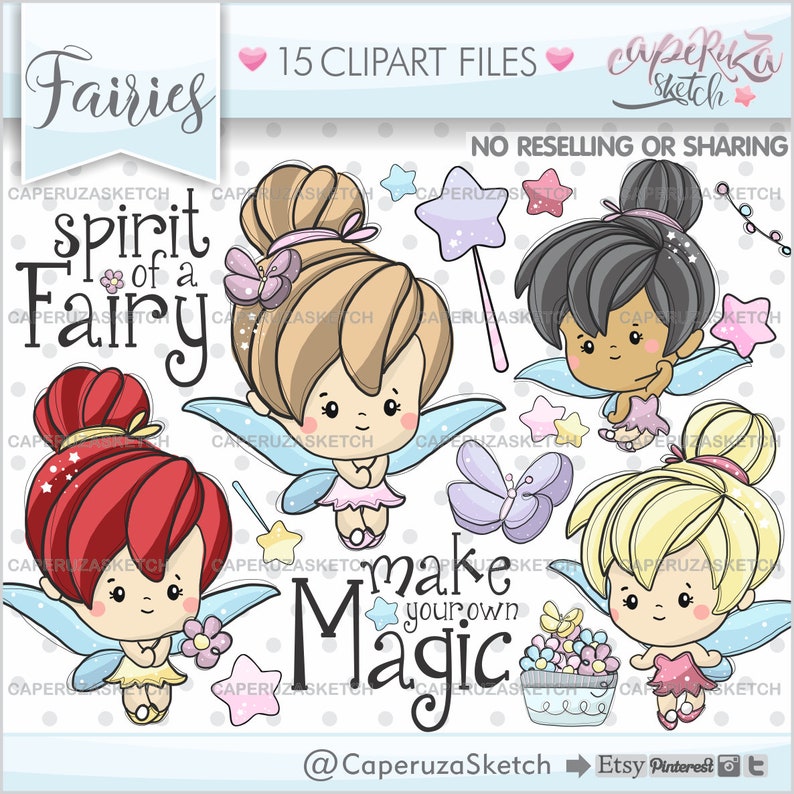 Fairy Clipart Fairies Clipart COMMERCIAL USE Spring | Etsy