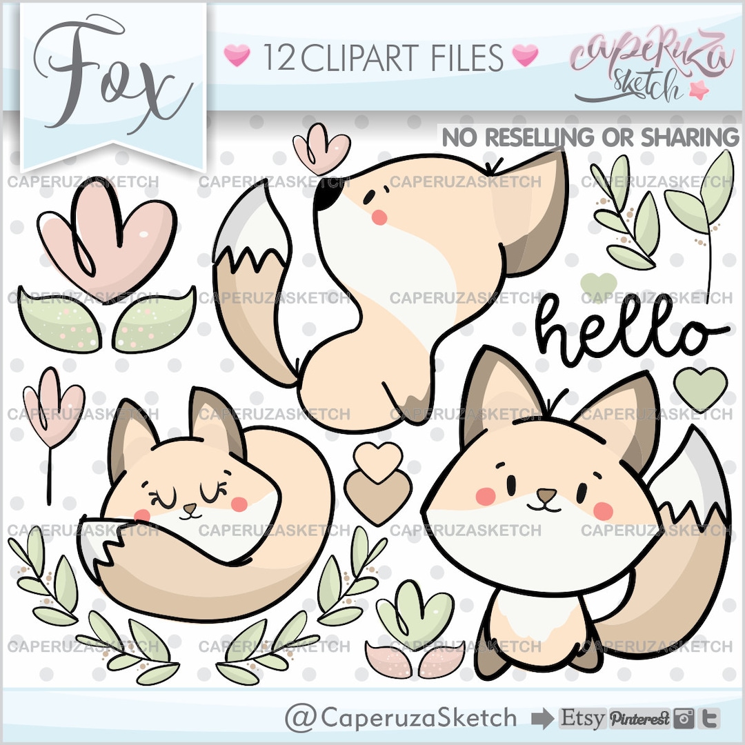 Fox Clipart, Fox Graphics, COMMERCIAL USE, Animal Clipart, Woodland ...