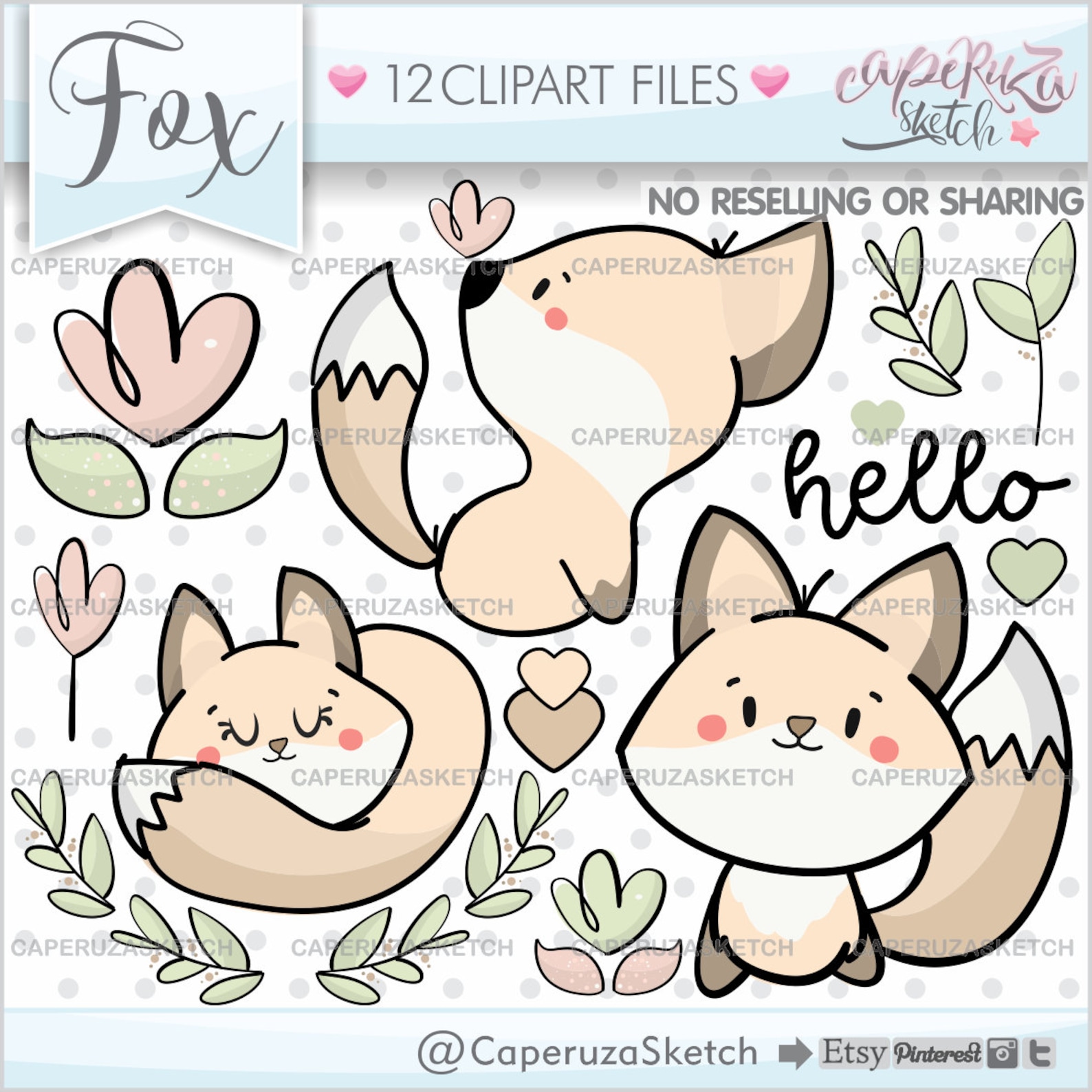 Fox Clipart Fox Graphics COMMERCIAL USE Animal Clipart - Etsy
