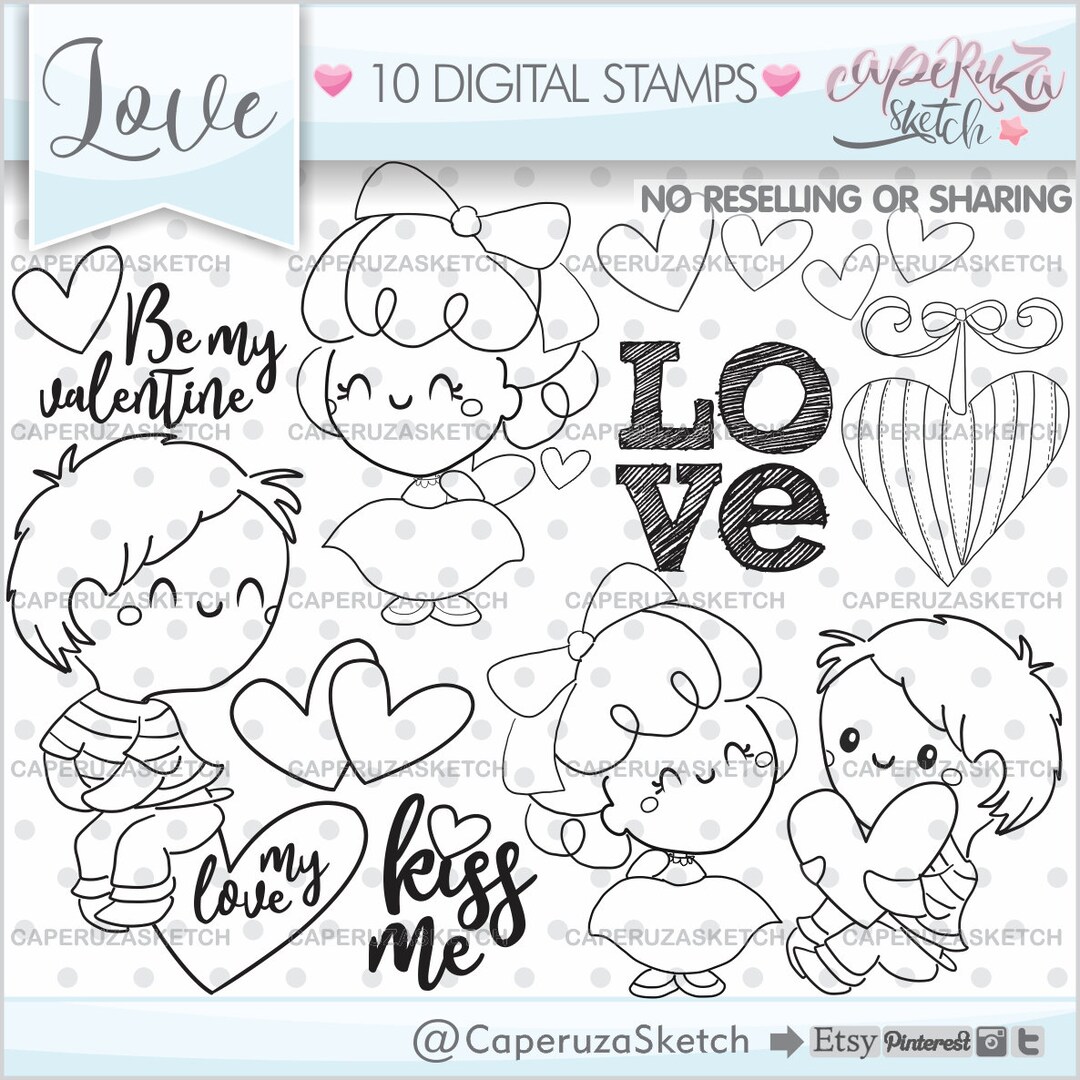 Valentine's Day Stamps, Valentine's Day Coloring Page, Valentine's Day ...