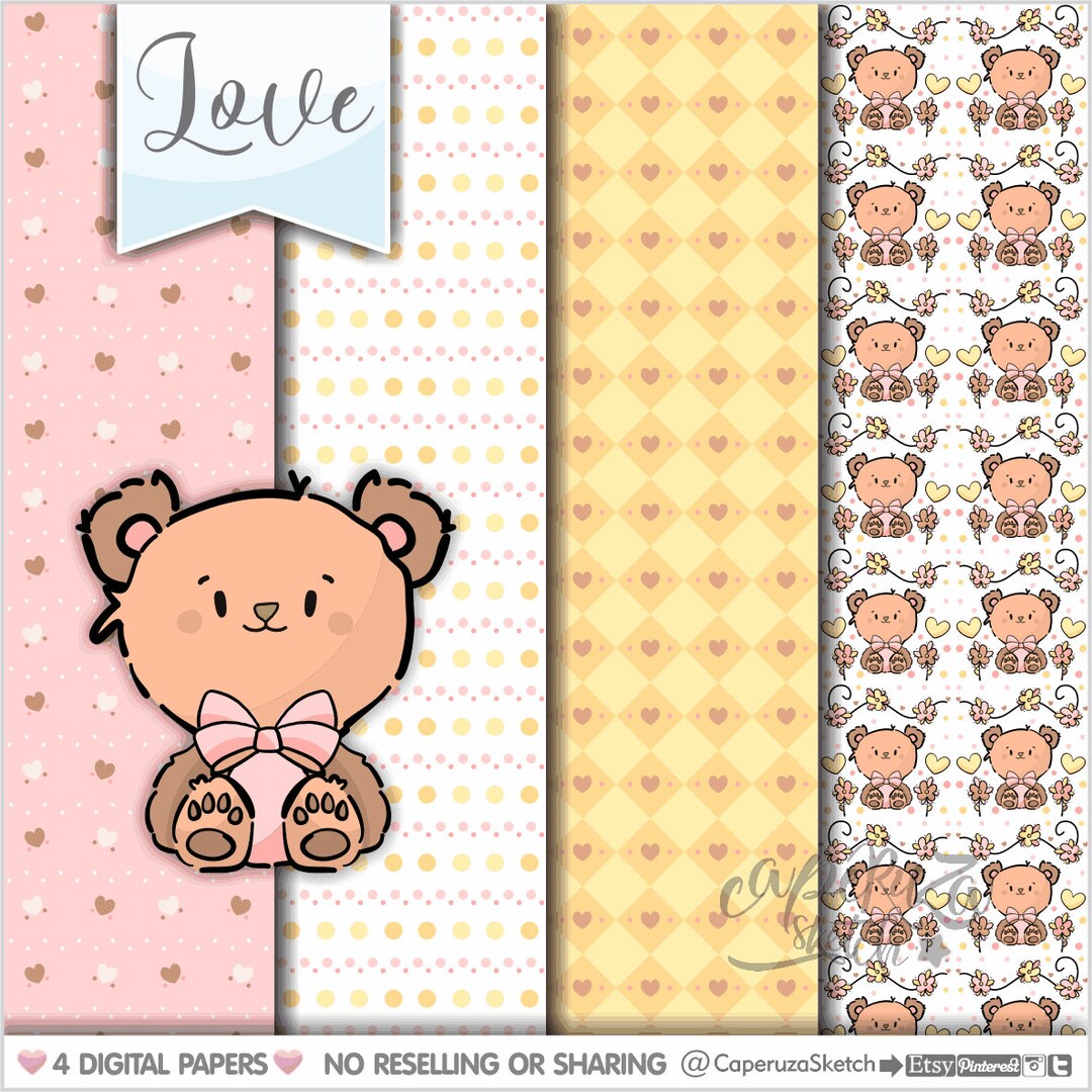 Bear Digital Papers Bear Patterns COMMERCIAL USE - Etsy