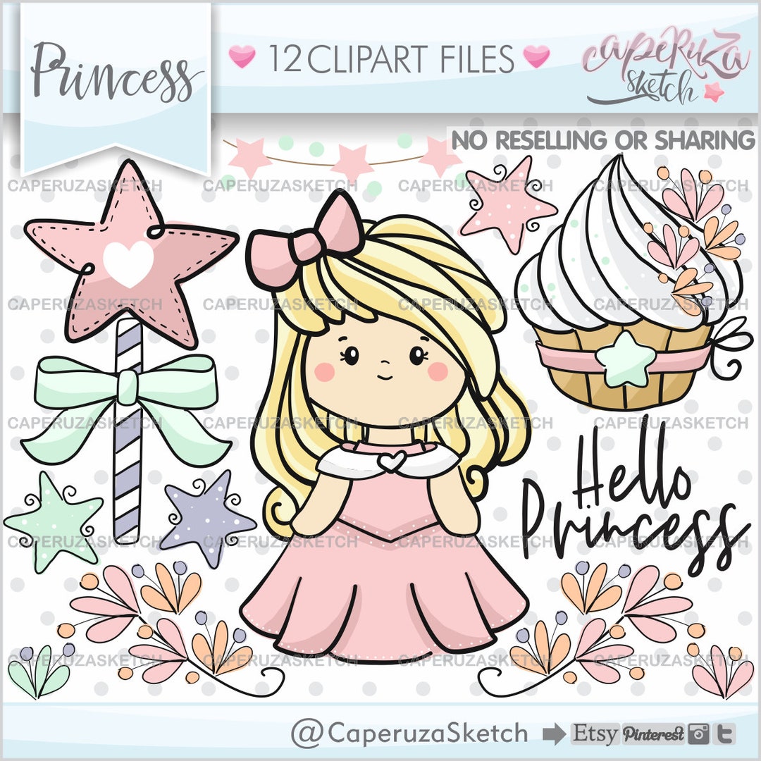 Princess Clipart, Princess Graphics, COMMERCIAL USE, Princess Pink ...