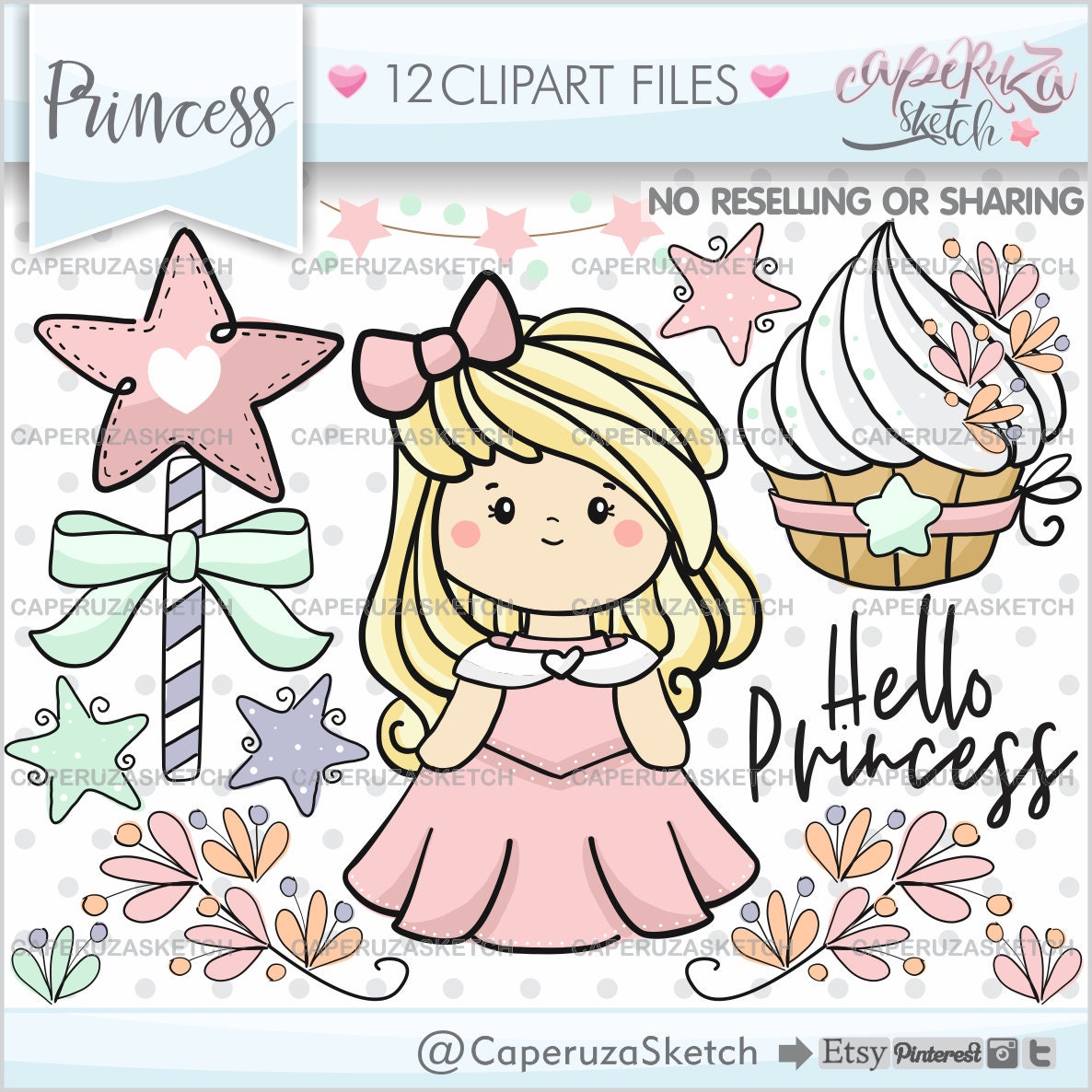 Princess Clipart Princess Graphics COMMERCIAL USE Princess - Etsy