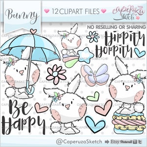 Bunny Clip Art, Bunny Graphics, COMMERCIAL USE, Spring Clipart, Rabbit ...