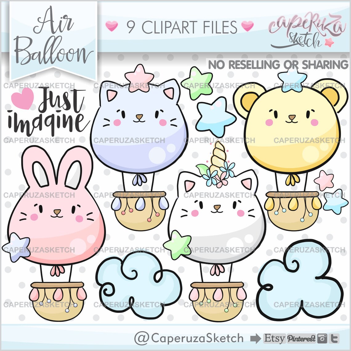 Baby Clipart Air Balloon Clipart COMMERCIAL USE Hot Air | Etsy