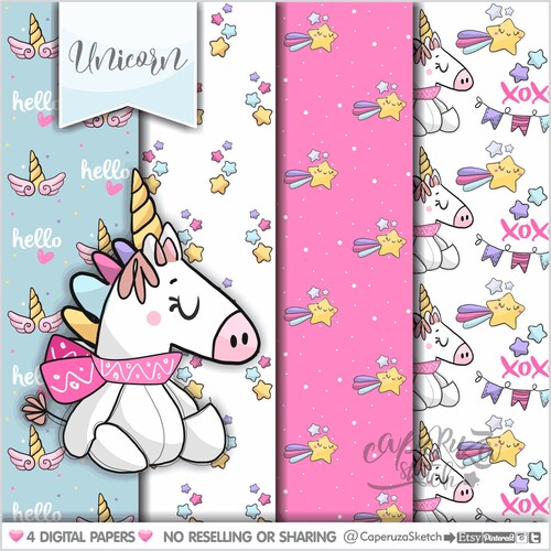 Unicorn Digital Paper Printable Paper Unicorn Pattern - Etsy