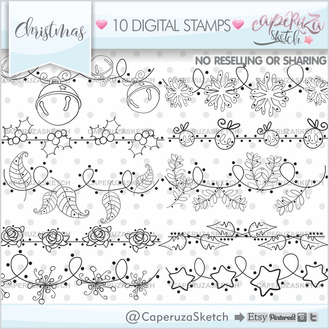 Christmas Stamps Christmas Digital Stamp Christmas Coloring - Etsy