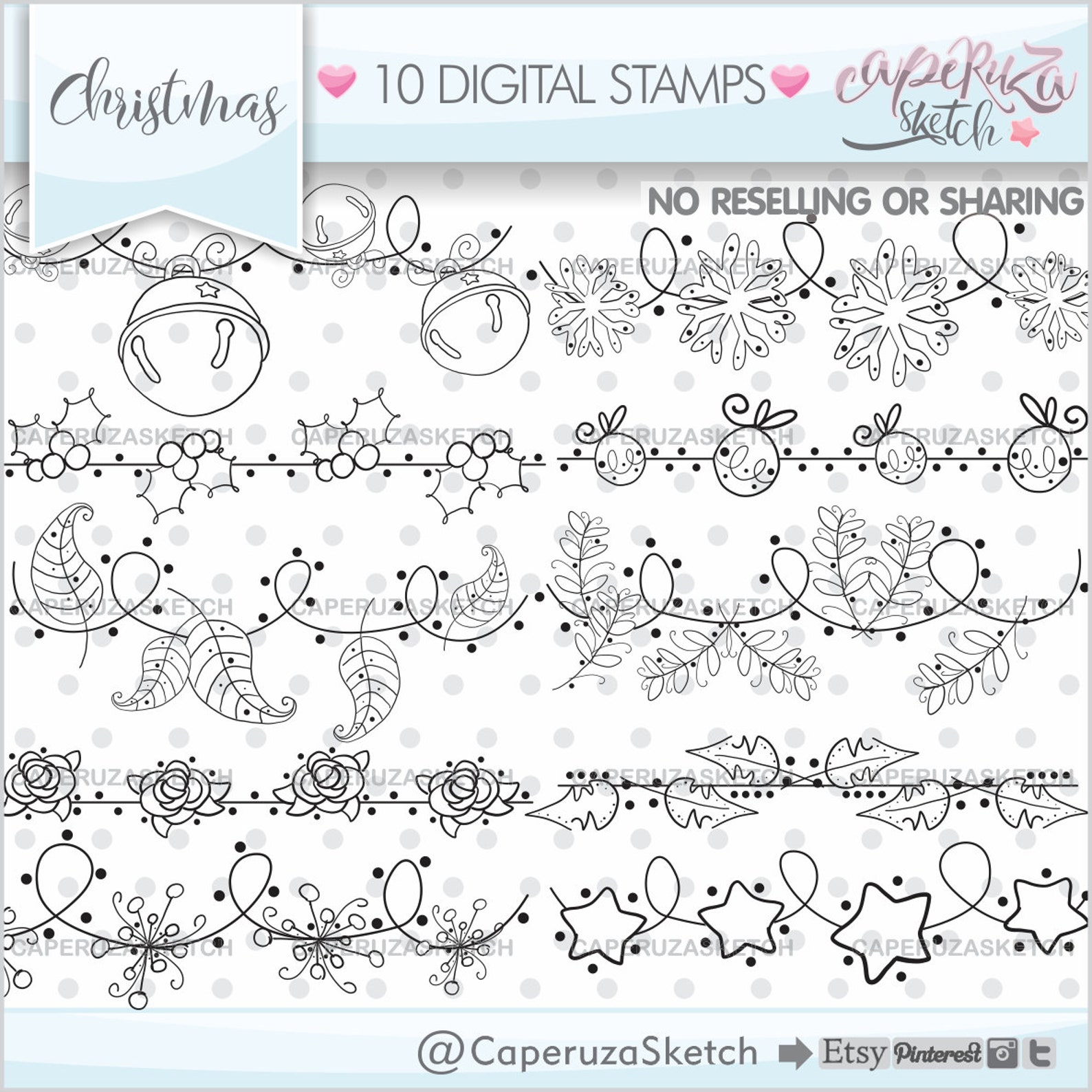 Christmas Stamps Christmas Digital Stamp Christmas Coloring - Etsy