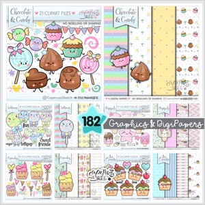 Sweet Clipart Bundle, Bundle Clipart, Bundle Digital Papers, Dessert ...
