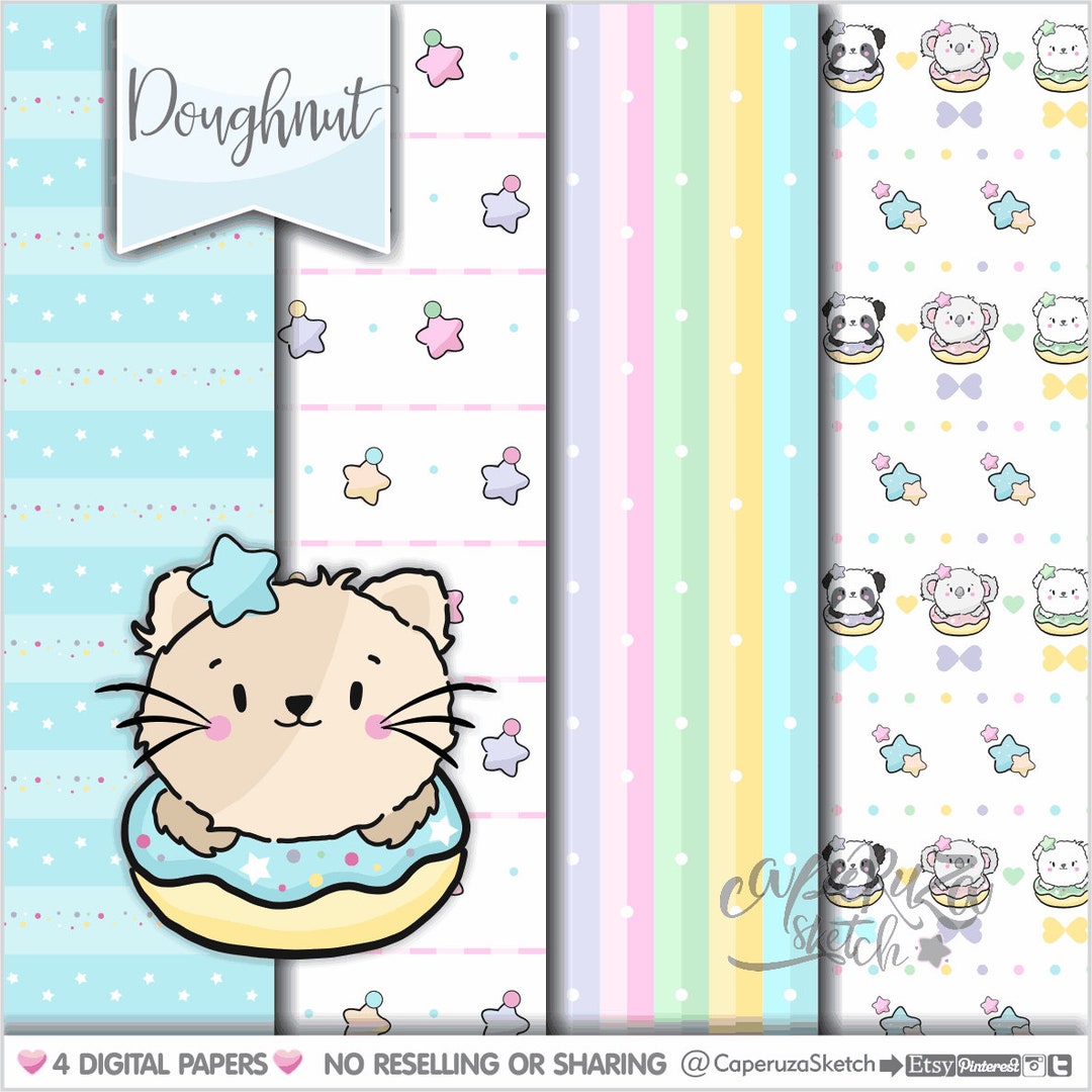 Donut Pattern, Donut Digital Papers, Doughnut Pattern, COMMERCIAL USE ...