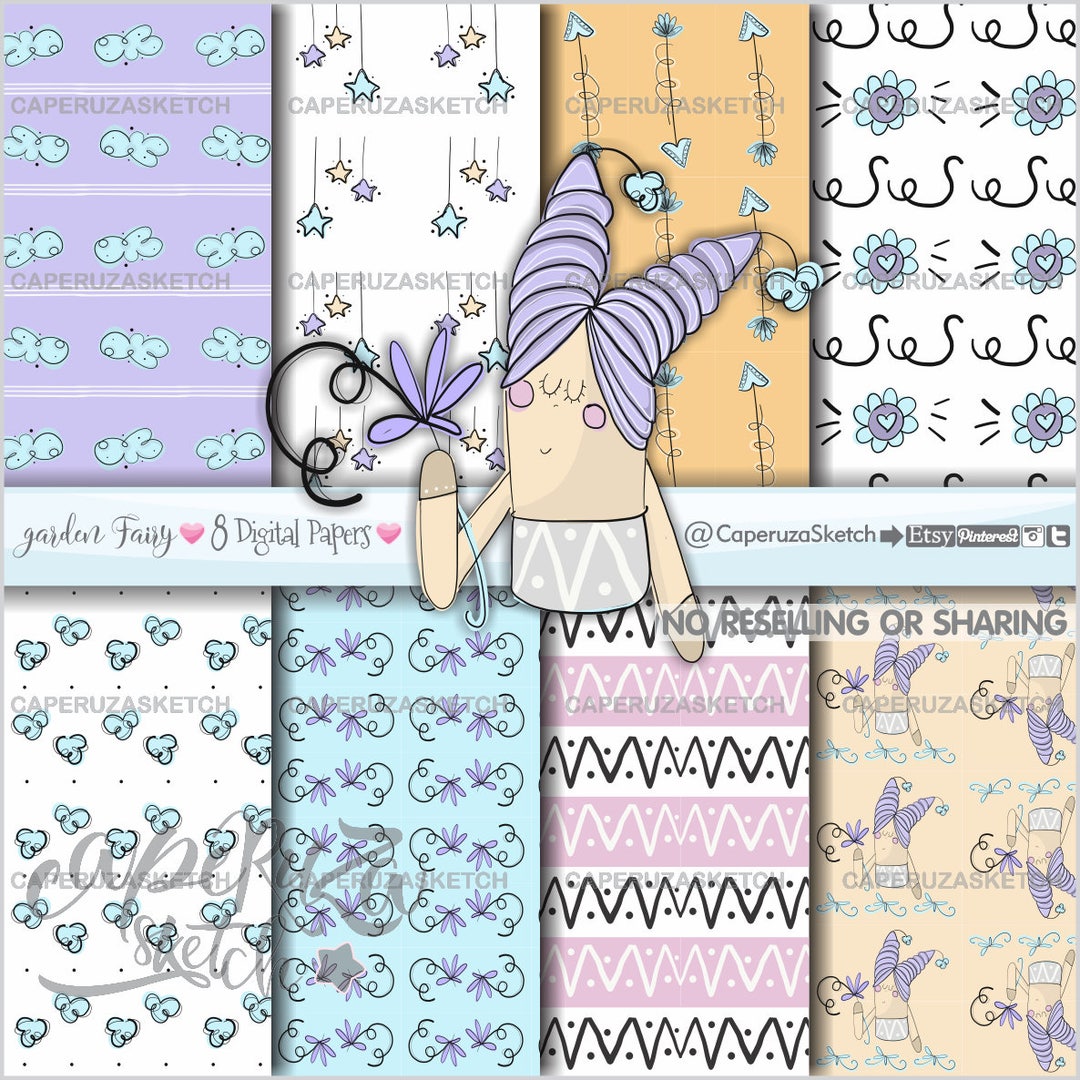 Fairy Digital Paper, Digital Paper, Fairy Pattern, Printable Paper ...