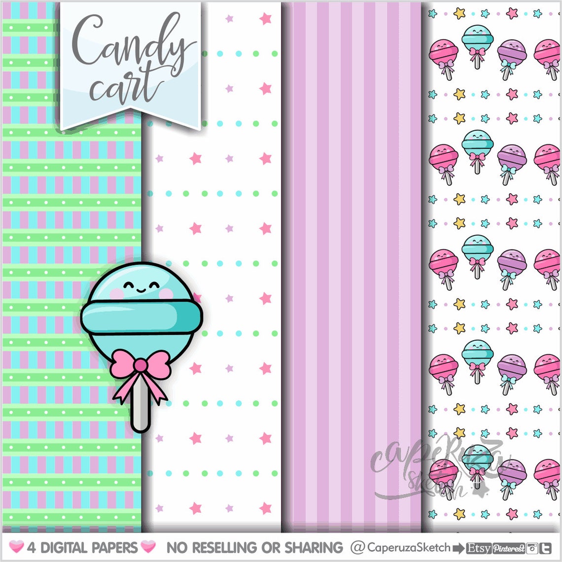 Candy Digital Papers Candy Patterns COMMERCIAL USE Lollypop - Etsy