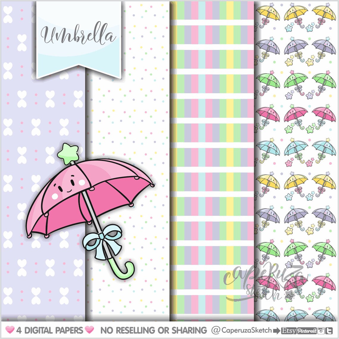 Umbrella Digital Paper Umbrella Pattern COMMERCIAL USE | Etsy