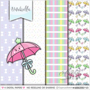 Umbrella Digital Paper, Umbrella Pattern, COMMERCIAL USE, April Showers ...